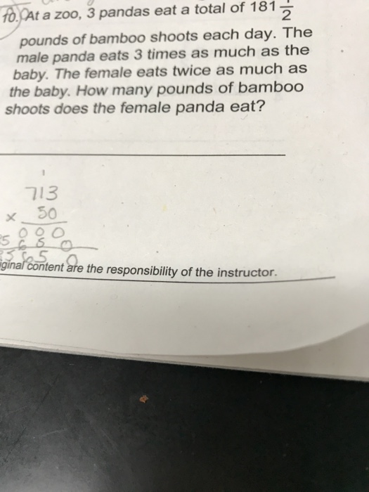 Solved 10. At a zoo, 3 pandas eat a total of 181 pounds of | Chegg.com