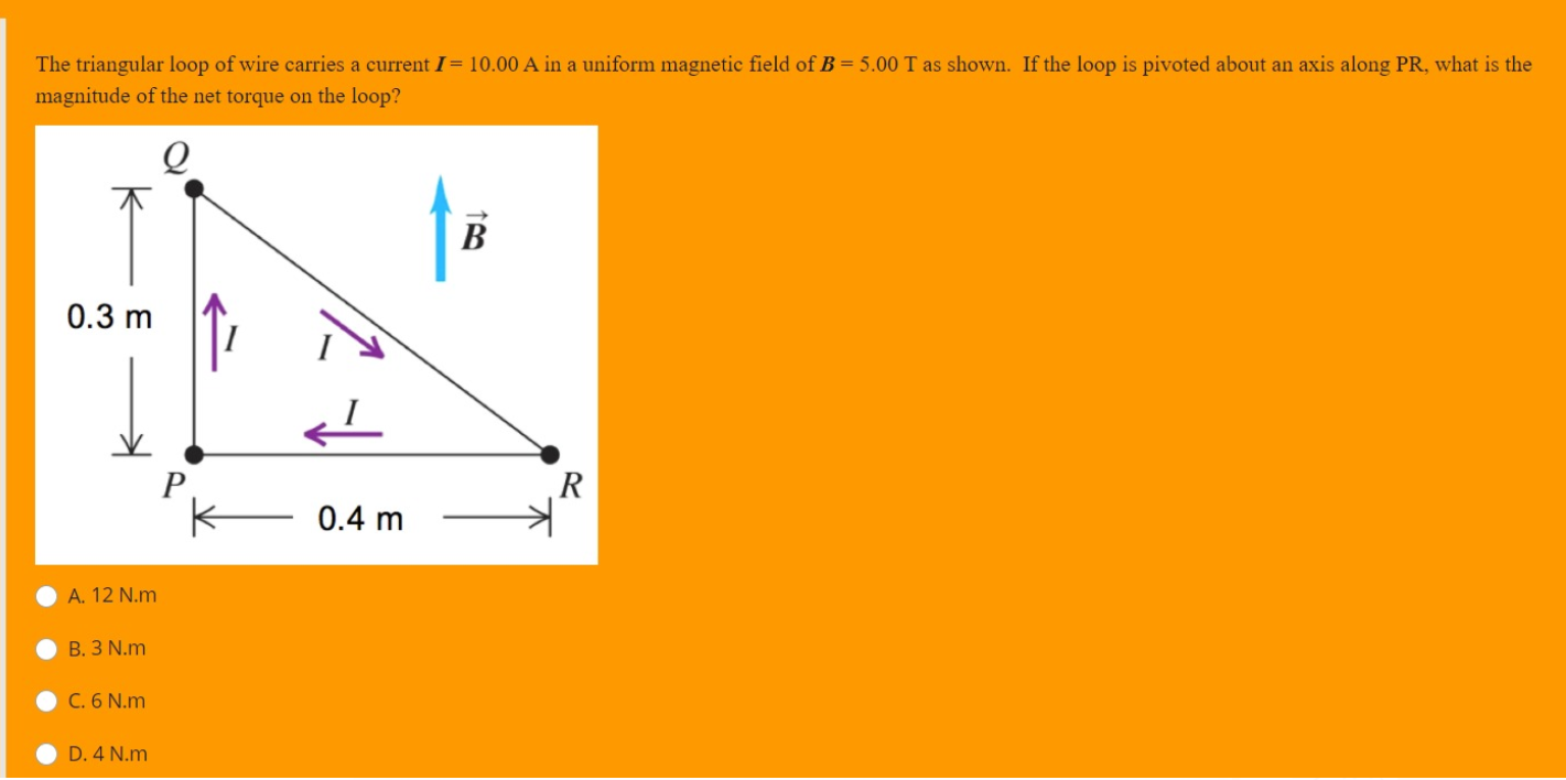Solved The triangular loop of wire carries a current I= | Chegg.com
