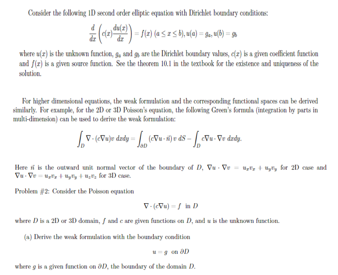 Consider the following 1D second order elliptic | Chegg.com