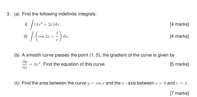 Solved 3. (a) Find the following indefinite integrals: i) | Chegg.com