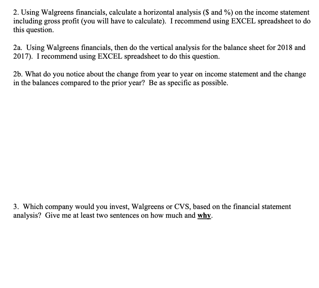 Solved Walgreens vs. CVS financial analysis: 1. Calculate | Chegg.com