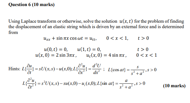Solved Question 6 (10 ﻿marks)Using Laplace transform or | Chegg.com