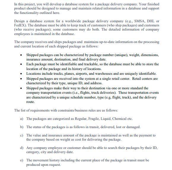 Solved In this project, you will develop a database system | Chegg.com