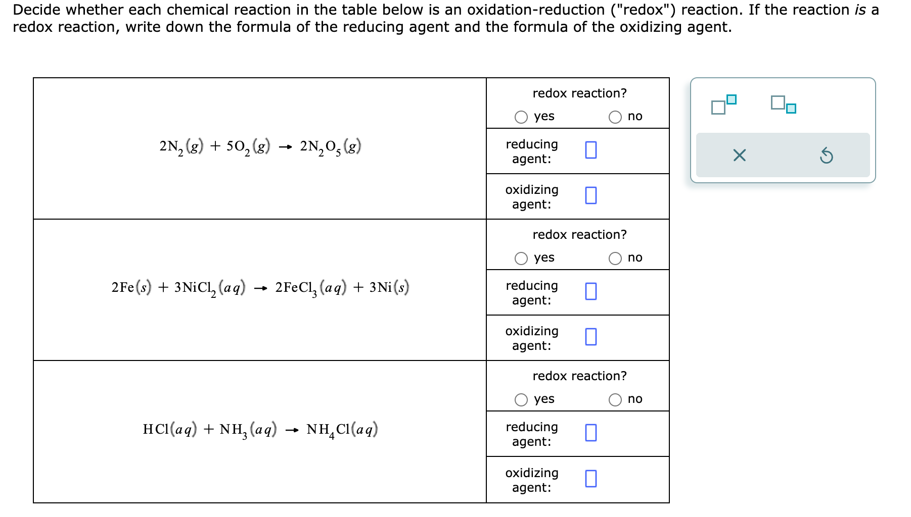 Solved Decide whether each chemical reaction in the table | Chegg.com