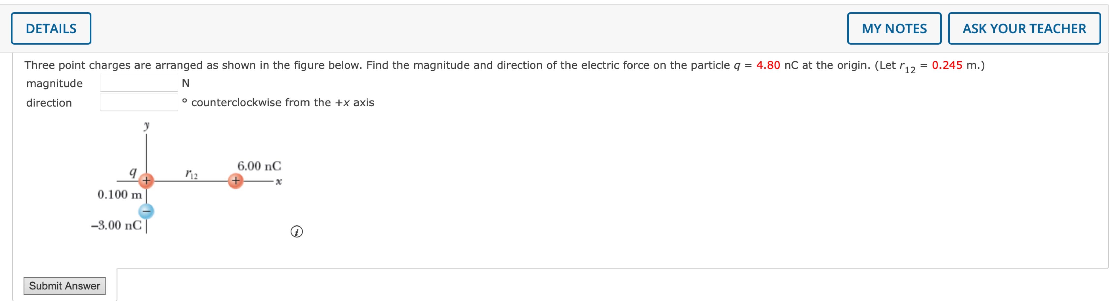 Solved magnitudedirectioncounterclockwise from the +x ﻿axis | Chegg.com