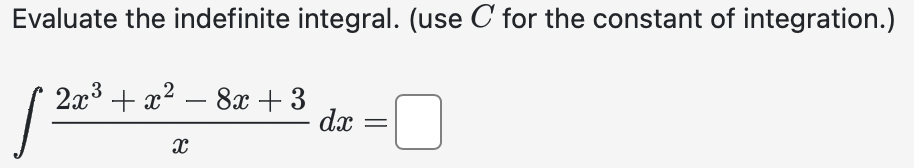 Solved Evaluate the indefinite integral. (use C for the | Chegg.com
