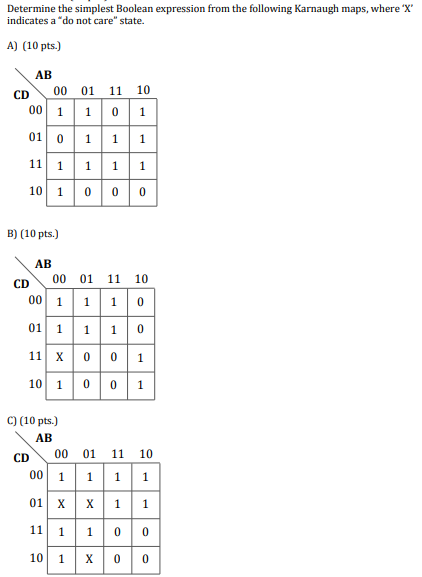 Solved Determine the simplest Boolean expression from the | Chegg.com