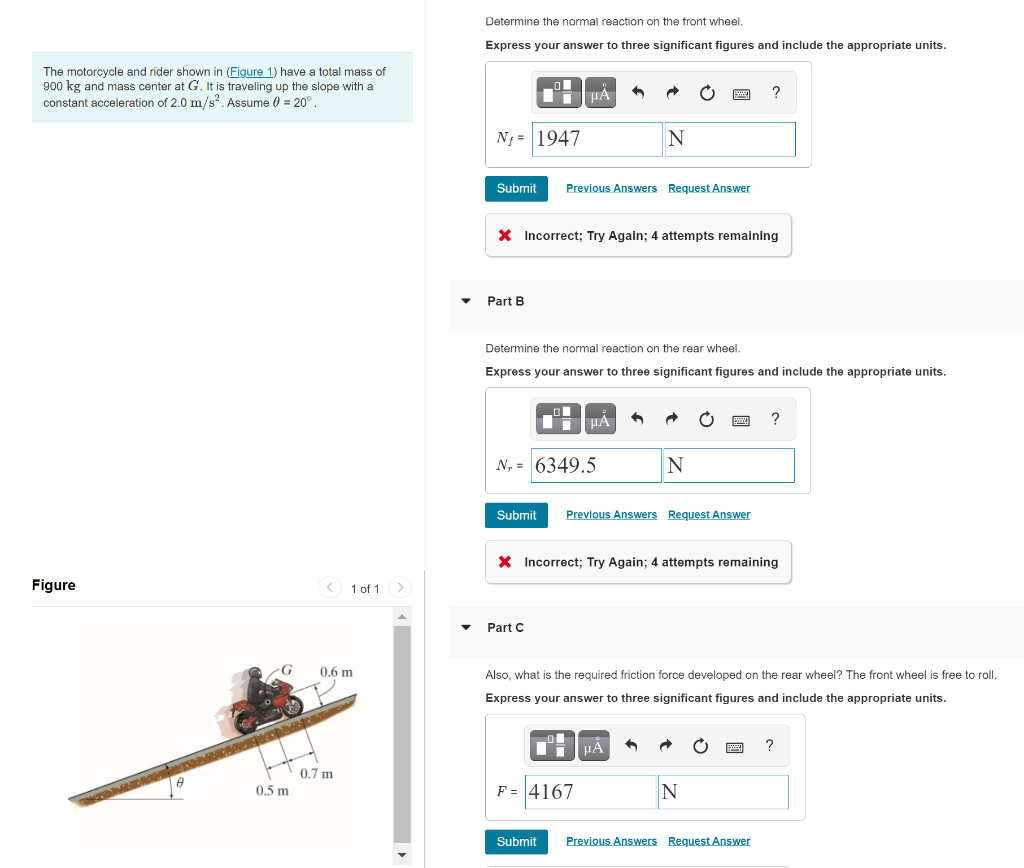 Solved Determine the normal reaction on the front wheel | Chegg.com