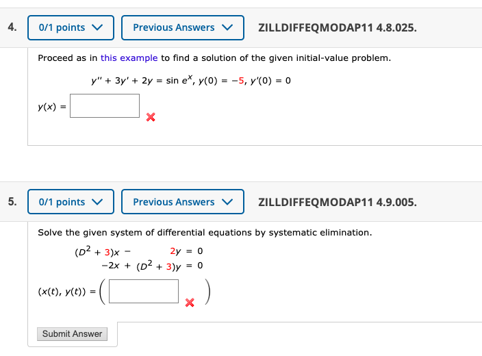 Solved 4. 0/1 points v || Previous Answers V | Chegg.com