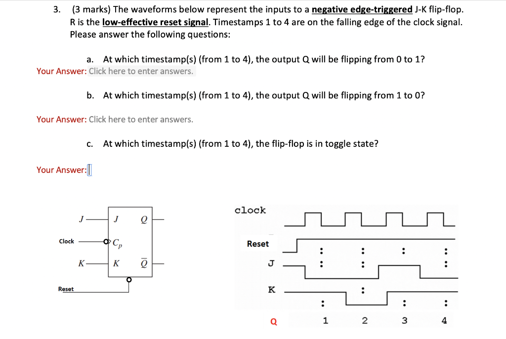 Solved 3. (3 marks) The waveforms below represent the inputs | Chegg.com