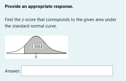 Solved Find the z-score that corresponds to the given area | Chegg.com