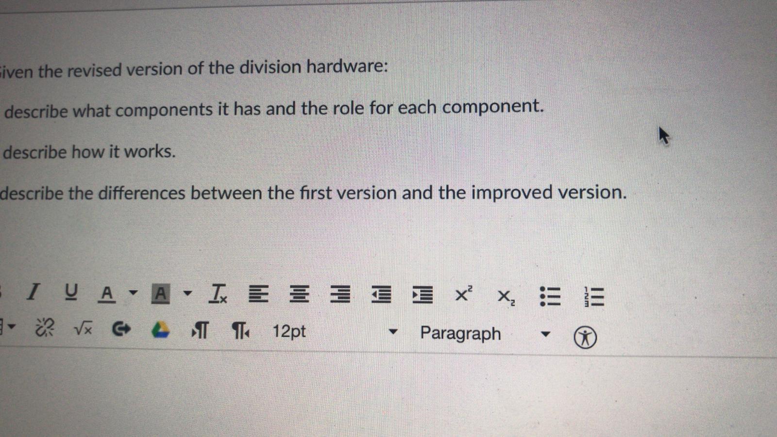 given the revised version of the Divison hardware: | Chegg.com