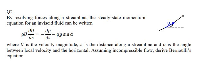 Solved S Q2. By resolving forces along a streamline, the | Chegg.com