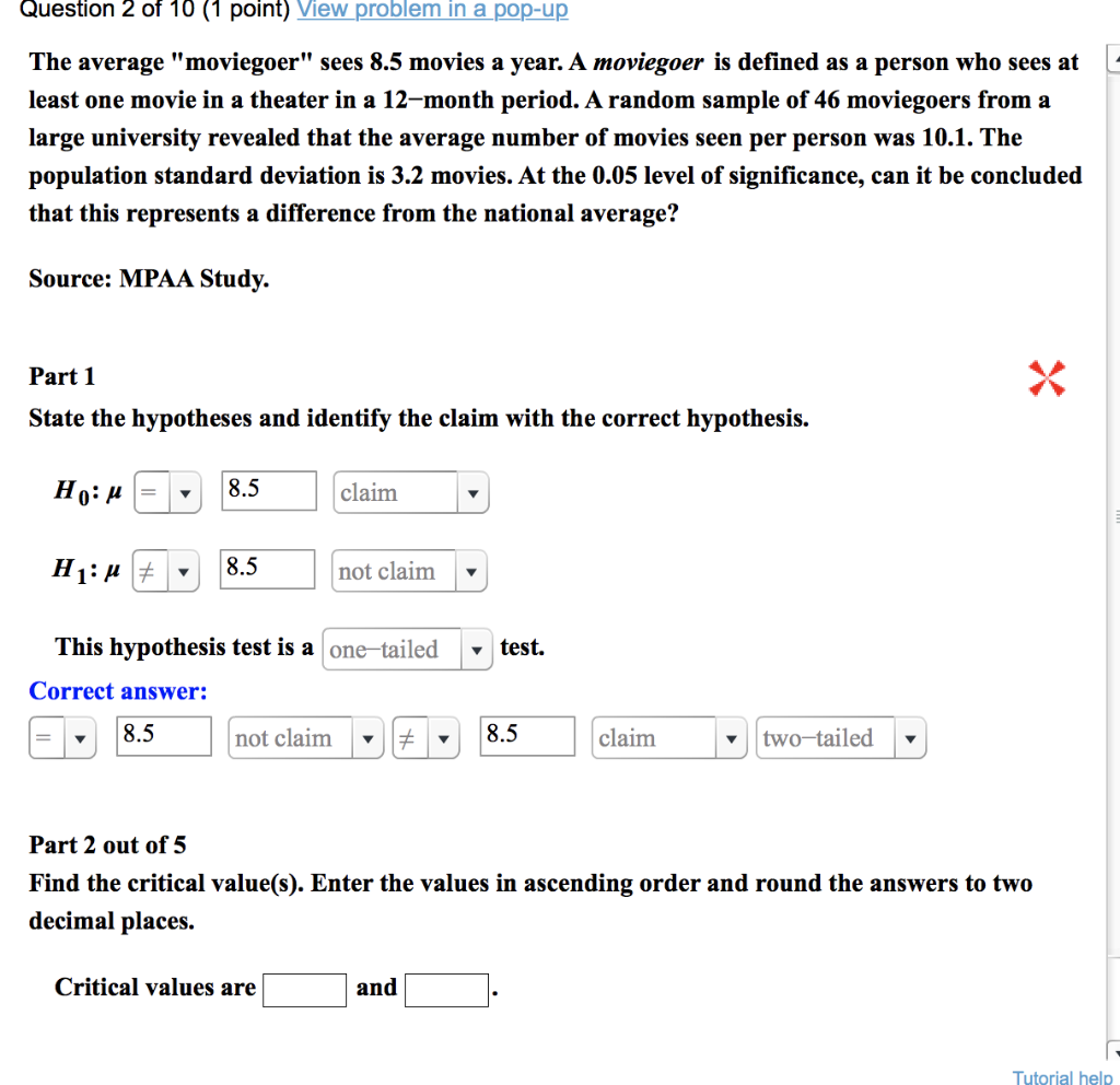 Solved Question 2 of 10 (1 point) View problem in a pop-up | Chegg.com