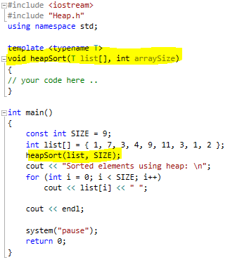 Design and implement the Heap.h header using the | Chegg.com