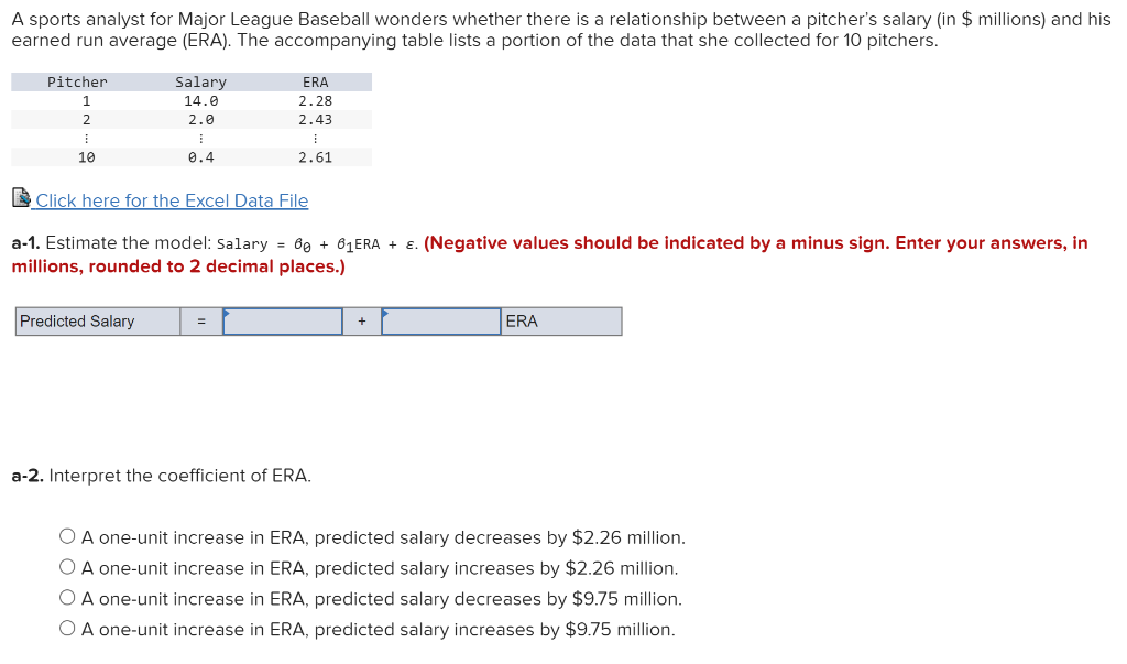 Solved A sports analyst for Major League Baseball wonders | Chegg.com