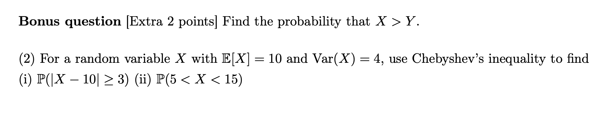 Solved Bonus question (Extra 2 points) Find the probability | Chegg.com