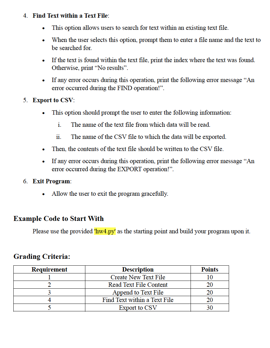 Solved 4. Find Text within a Text File: - This option allows | Chegg.com