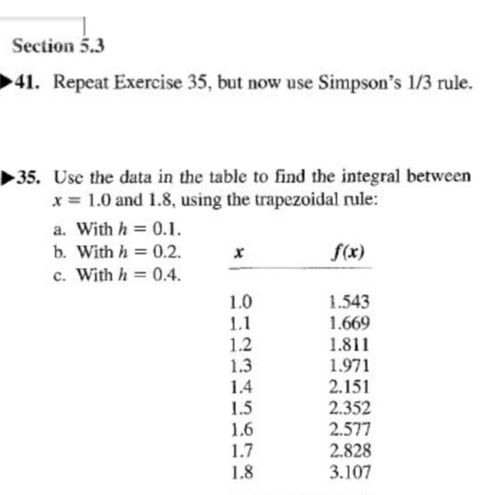Solved Repeat Exercise 35, but now use Simpson's 1/3 rule. | Chegg.com