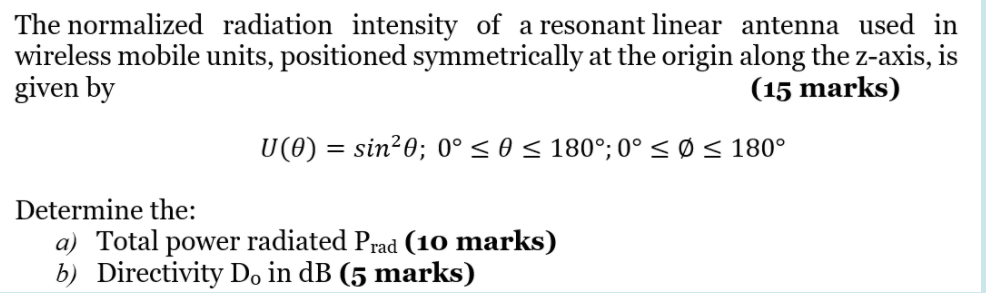 Solved The normalized radiation intensity of a resonant | Chegg.com