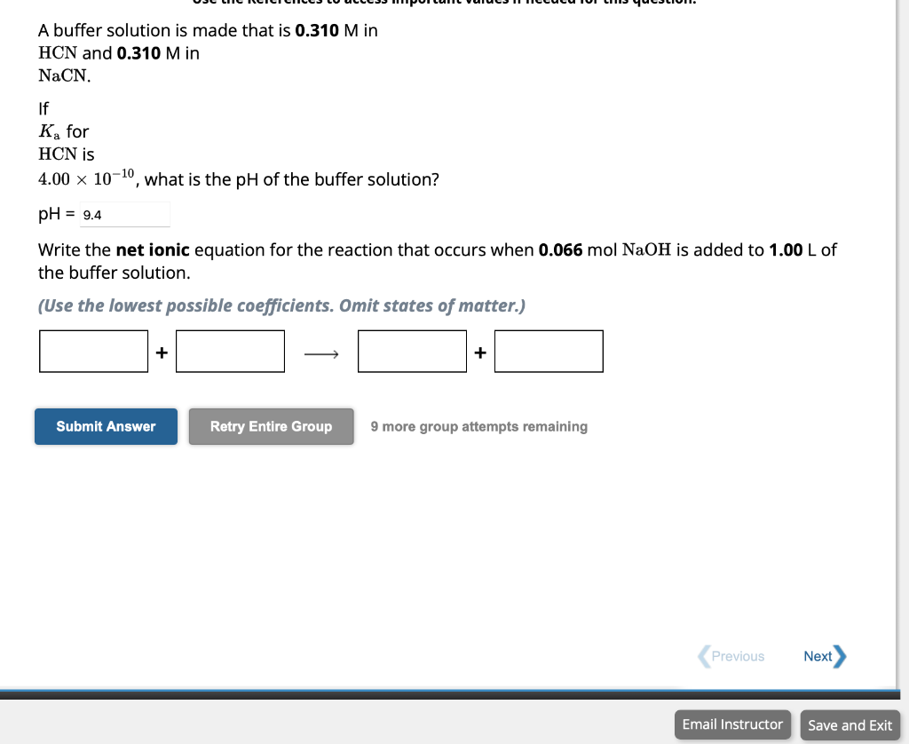 Solved 4.00×10−10, what is the pH of the buffer solution? | Chegg.com