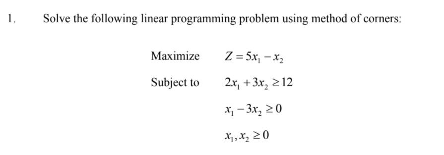Solved 1. Solve the following linear programming problem | Chegg.com