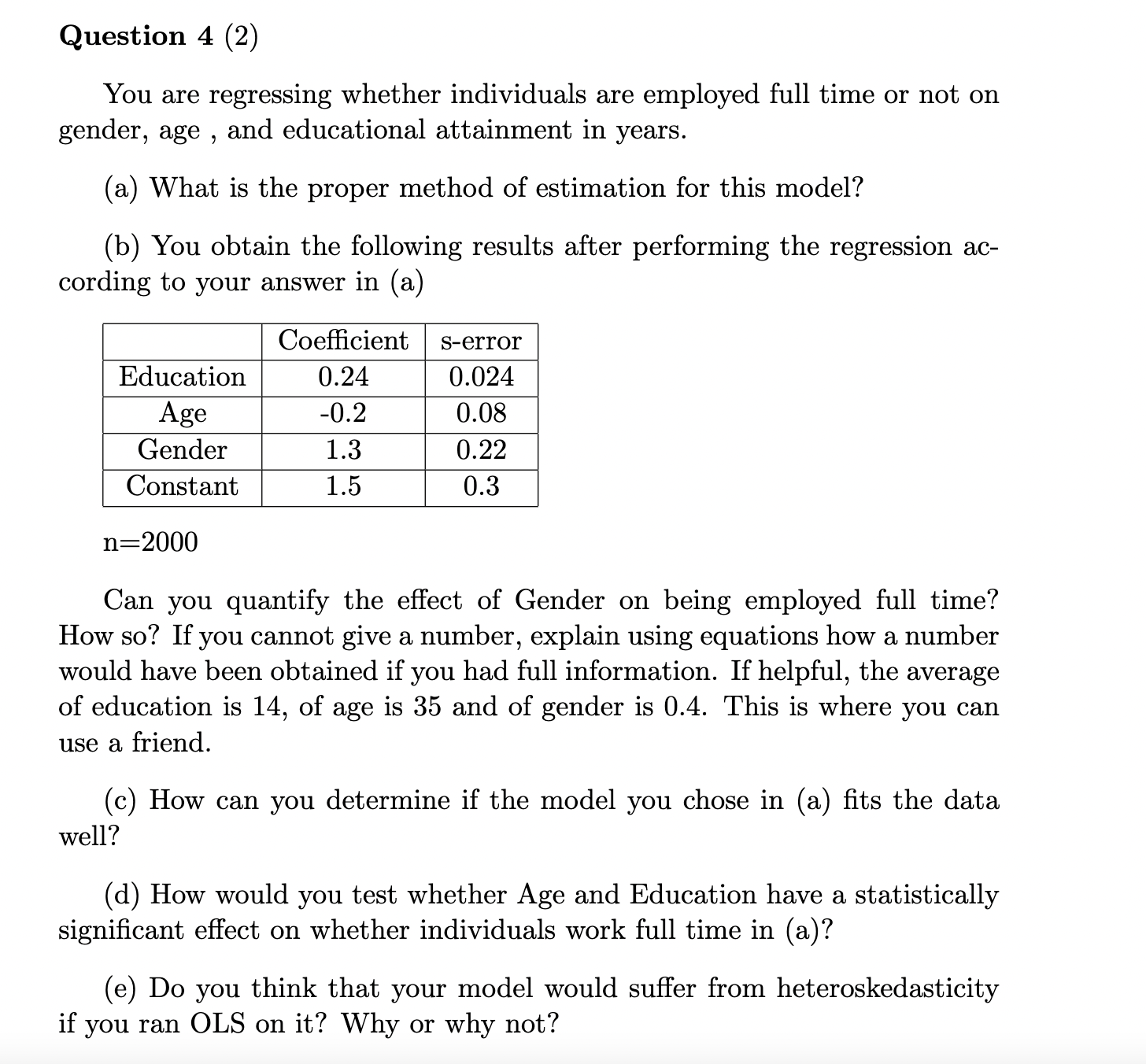 Solved Please answer a-e on paper and show all your work | Chegg.com