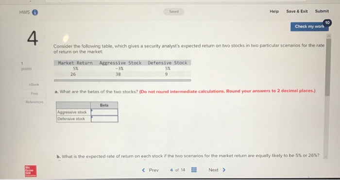 Solved HW5 Help Save & Exit Submit 10 Check my work 4 | Chegg.com