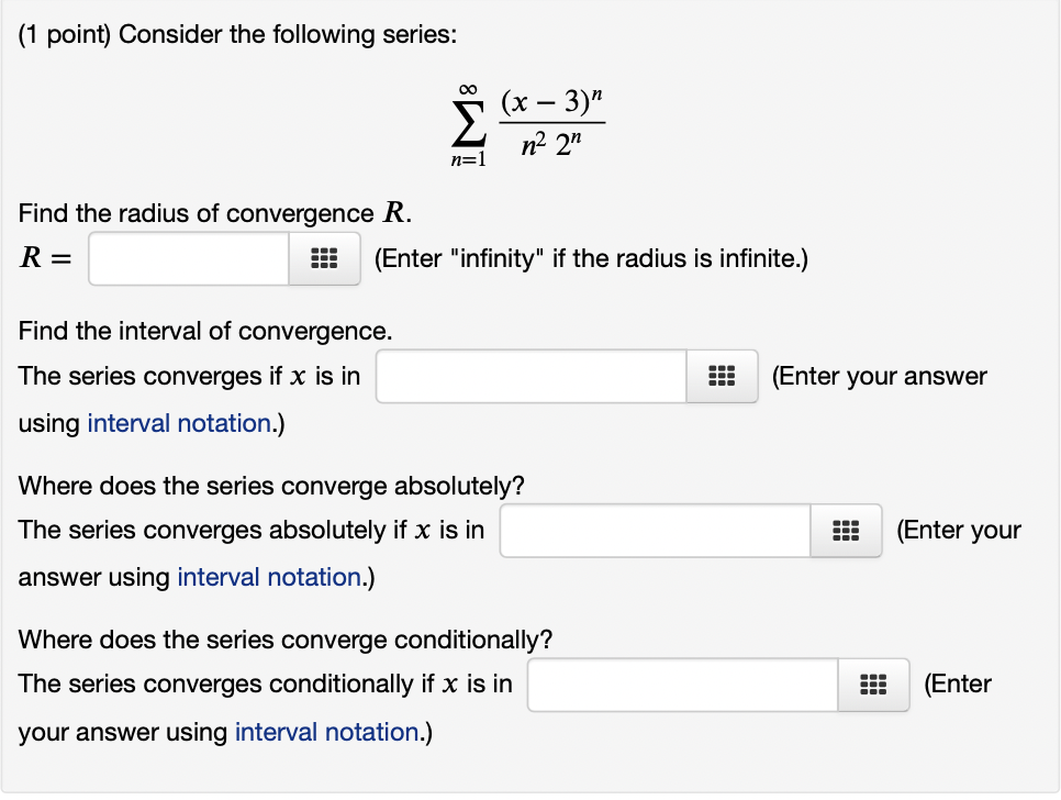 Solved (1 point) Consider the following series: | Chegg.com
