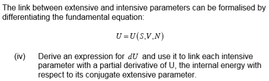 Solved The link between extensive and intensive parameters | Chegg.com