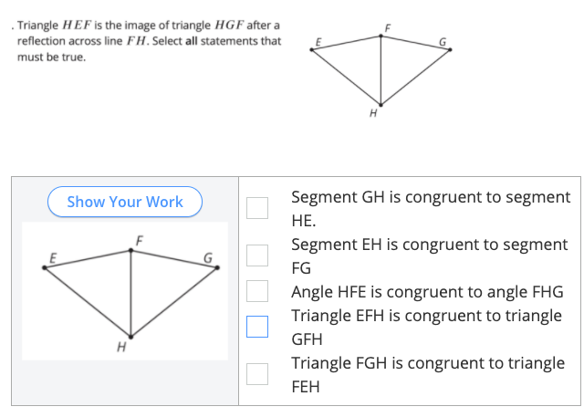 Solved Triangle H EF is the image of triangle HGF after a | Chegg.com