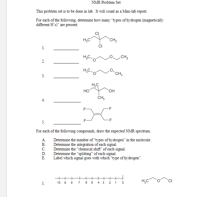 Solved NMR Problem Set This problem set is to be done in | Chegg.com