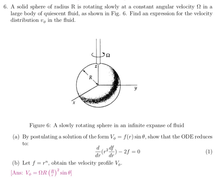 6. A solid sphere of radius R is rotating slowly at a | Chegg.com