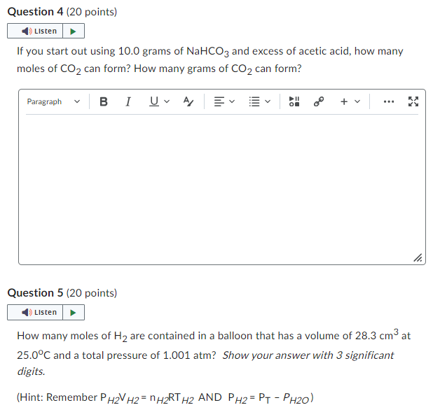 Solved If you start out using 10.0 grams of NaHCO3 and | Chegg.com