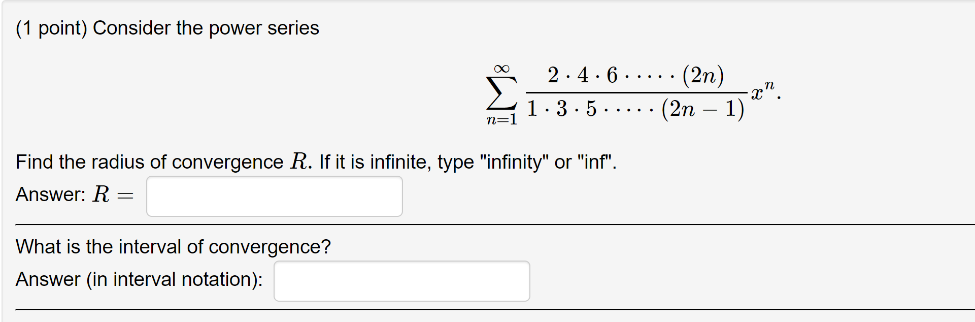Solved (1 point) Consider the power series | Chegg.com