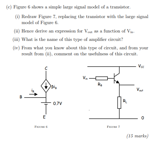 Solved (C) Figure 6 shows a simple large signal model of a | Chegg.com