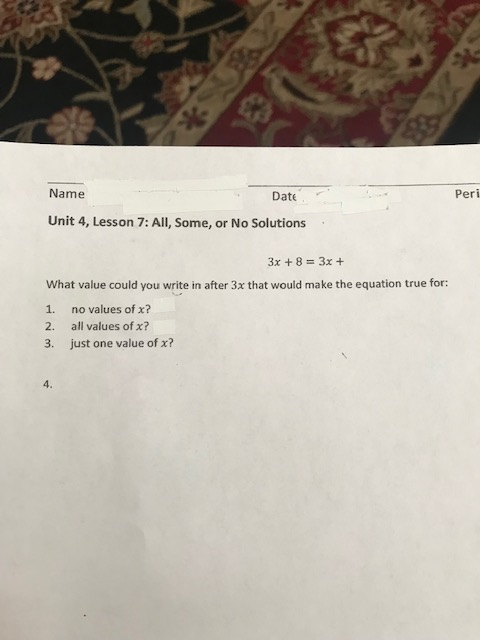 Solved Name Date Peri Unit 4, Lesson 7: All, Some, or No | Chegg.com