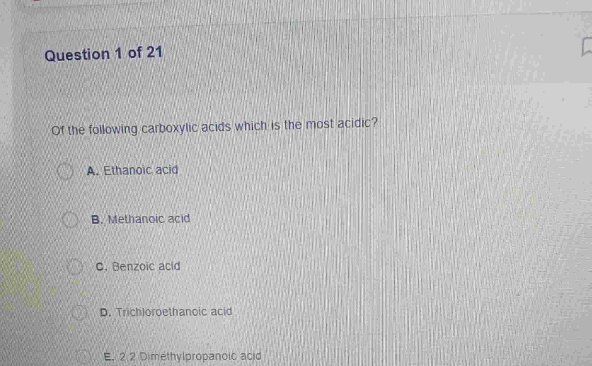 Question 1 ﻿of 21Of the following carboxylic acids | Chegg.com