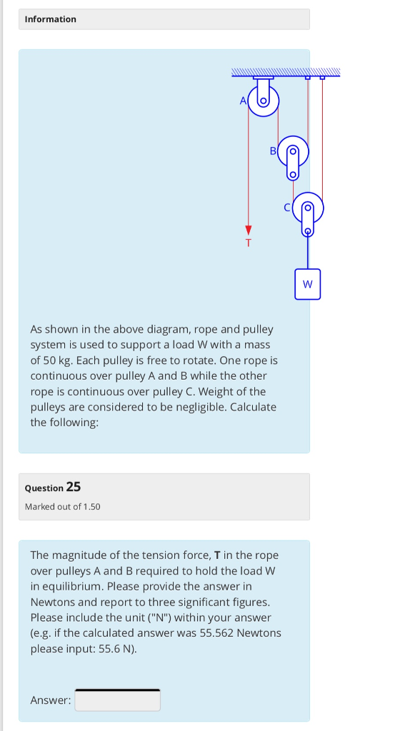 Solved Information в о As shown in the above diagram, rope | Chegg.com