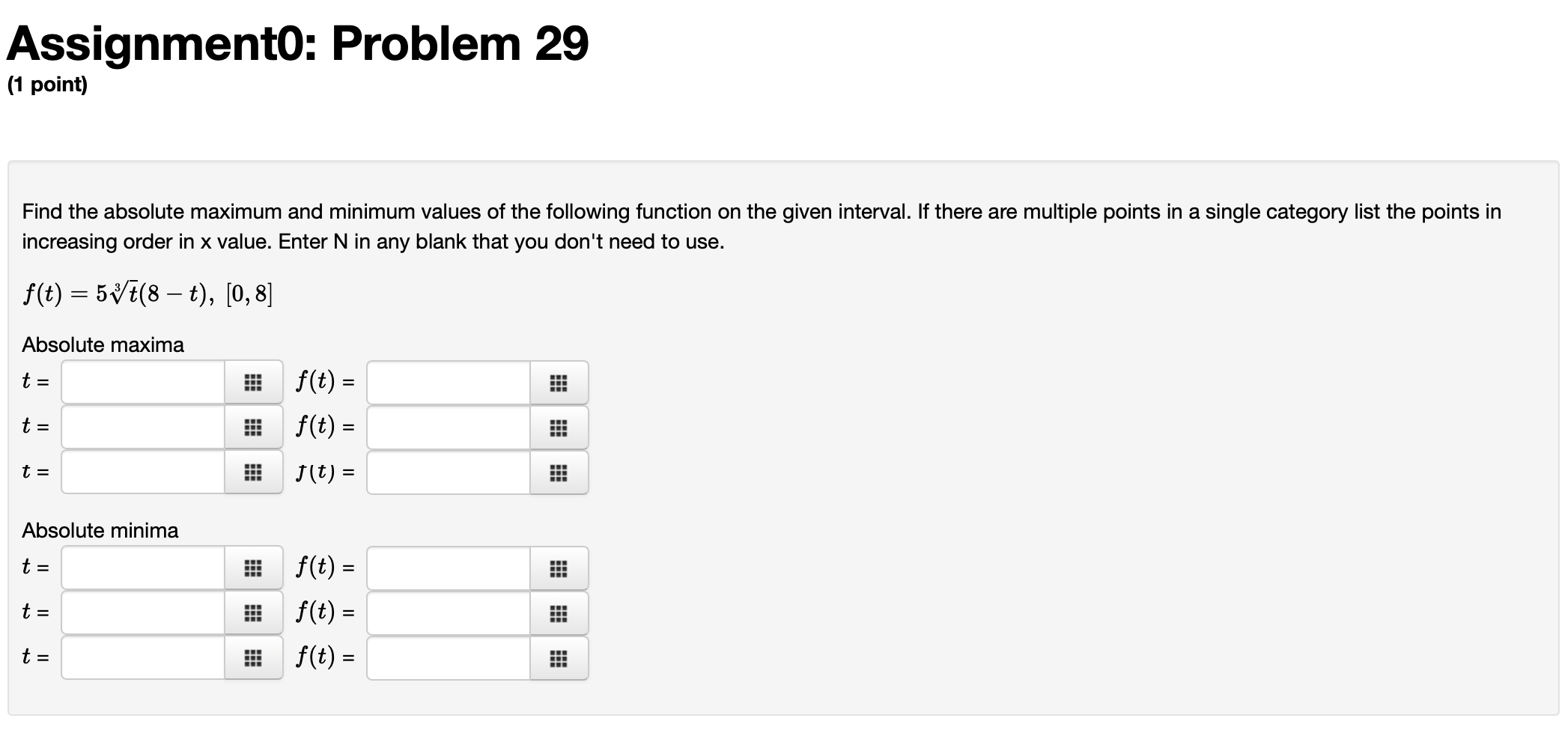 Solved Assignmento: Problem 23 (1 point) Finding extrema of | Chegg.com