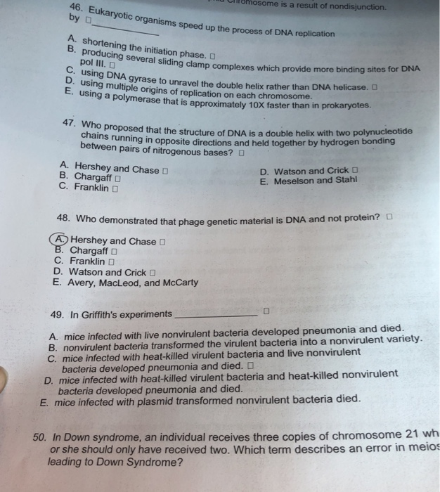 Solved Bmosome is a result of nondisjunction. by t ryotic | Chegg.com