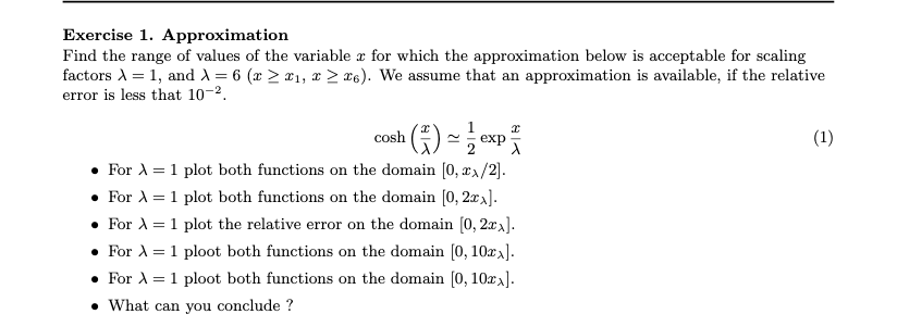 Exercise 1. Approximation Find the range of values of | Chegg.com