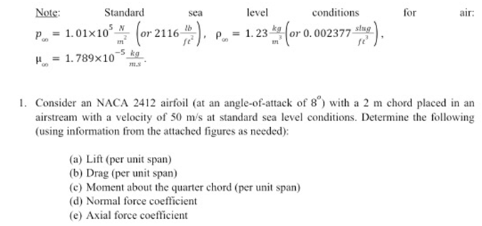Solved Note: , ﻿Standard sea level conditions for air: ﻿or | Chegg.com