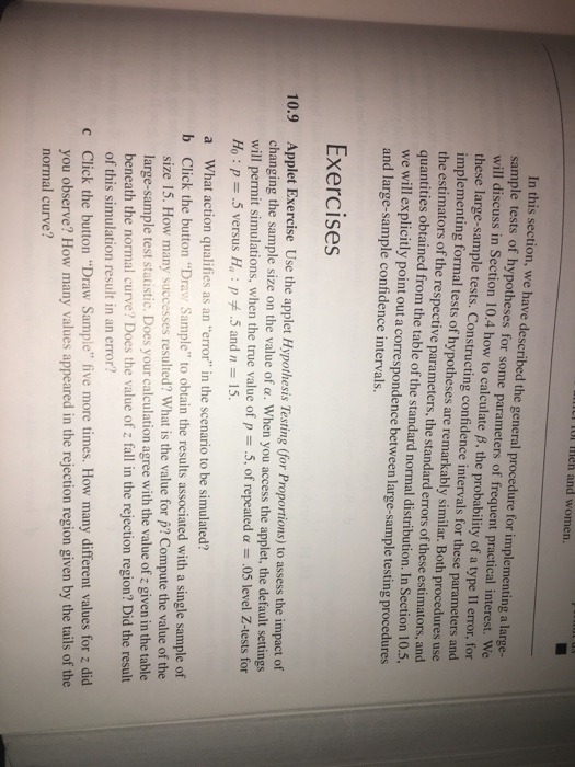 Solved 0 Chapter 10 Hypothesis lejt Exercises 10.59 Applet | Chegg.com