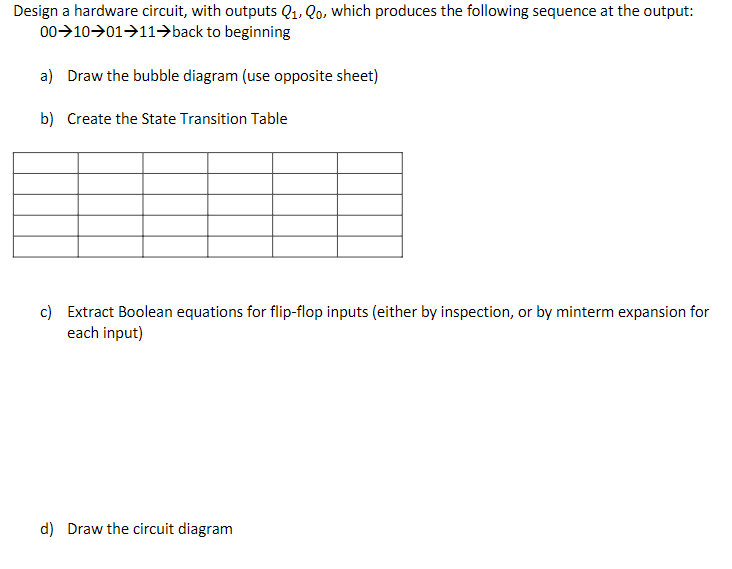 Solved Design a hardware circuit, with outputs Q1,Q0, which | Chegg.com