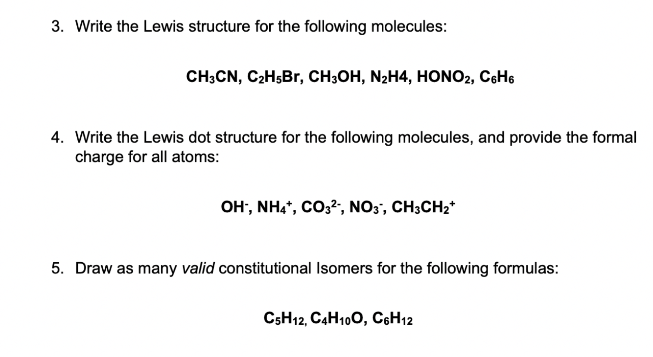 Solved 3. Write the Lewis structure for the following | Chegg.com