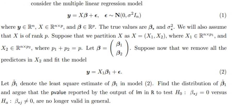 Solved consider the multiple linear regression model y = | Chegg.com