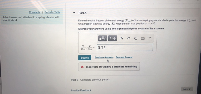 Solved Constants Periodic Table PartA A frictionless cart | Chegg.com