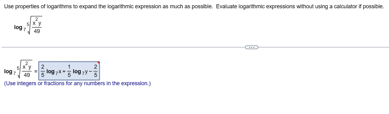 Solved Use properties of logarithms to expand the | Chegg.com