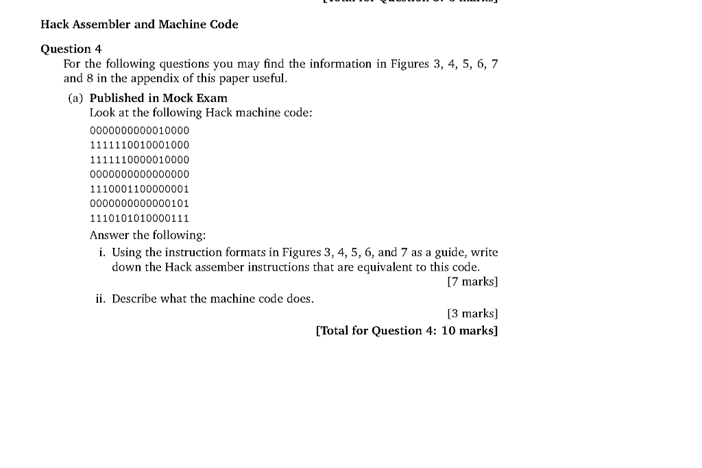 Hack Assembler And Machine Code Question 4 For The 